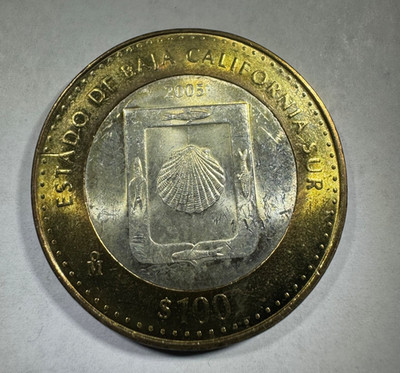 2005 MEXICO 100 PESOS BIMETALLIC COIN ESTADO DE BAJA CALIFORNIA SUR 1st ...