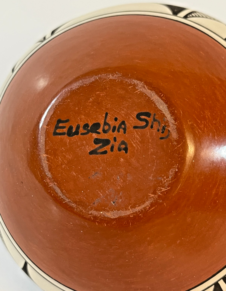 Vintage Fine Zia Pueblo Polychrome Pottery Jar, signed Eusebia Shije, c ...