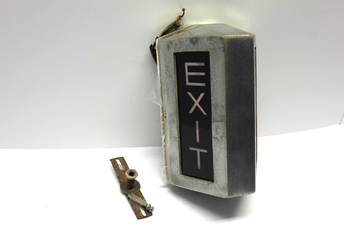 Vintage Wall Mount Metal Exit Light with Red Glass Panels - 8" Tall | eBay