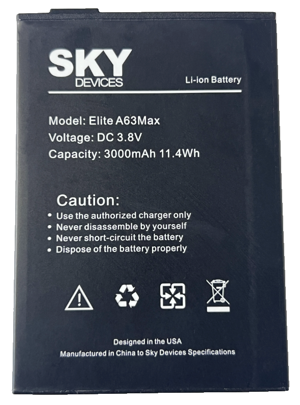 FOR SKY Devices Elite A63 Max Battery Replacement 3000mAh 11.4Wh Li-ion ...