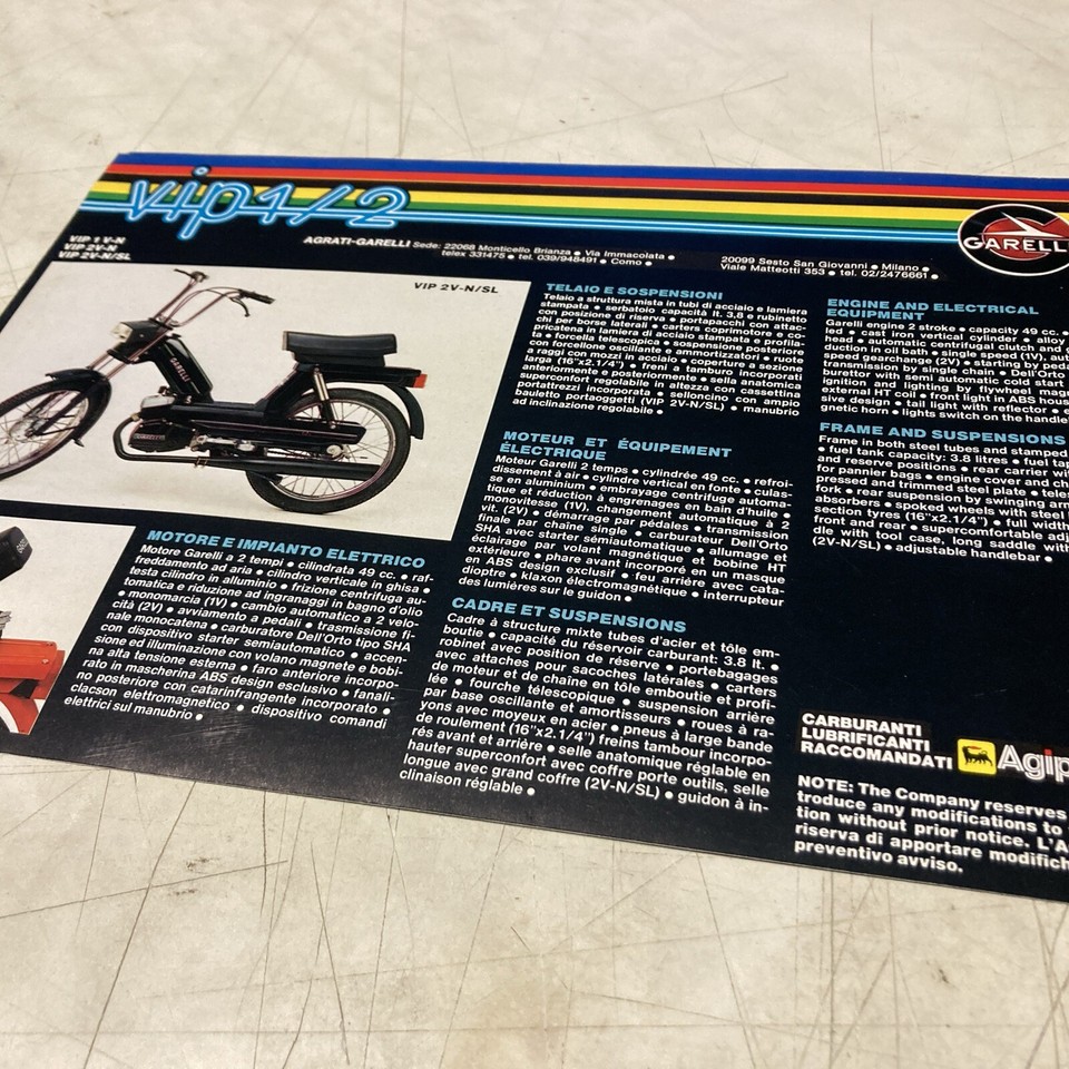 Garelli Moped 50 Vip 1 2 V-N Prospectus Catalogue Brochure Advertising ...