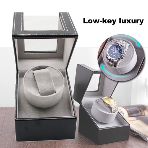 Automatic Rotation Single Watch Winder Leather Storage Display Case Box ...