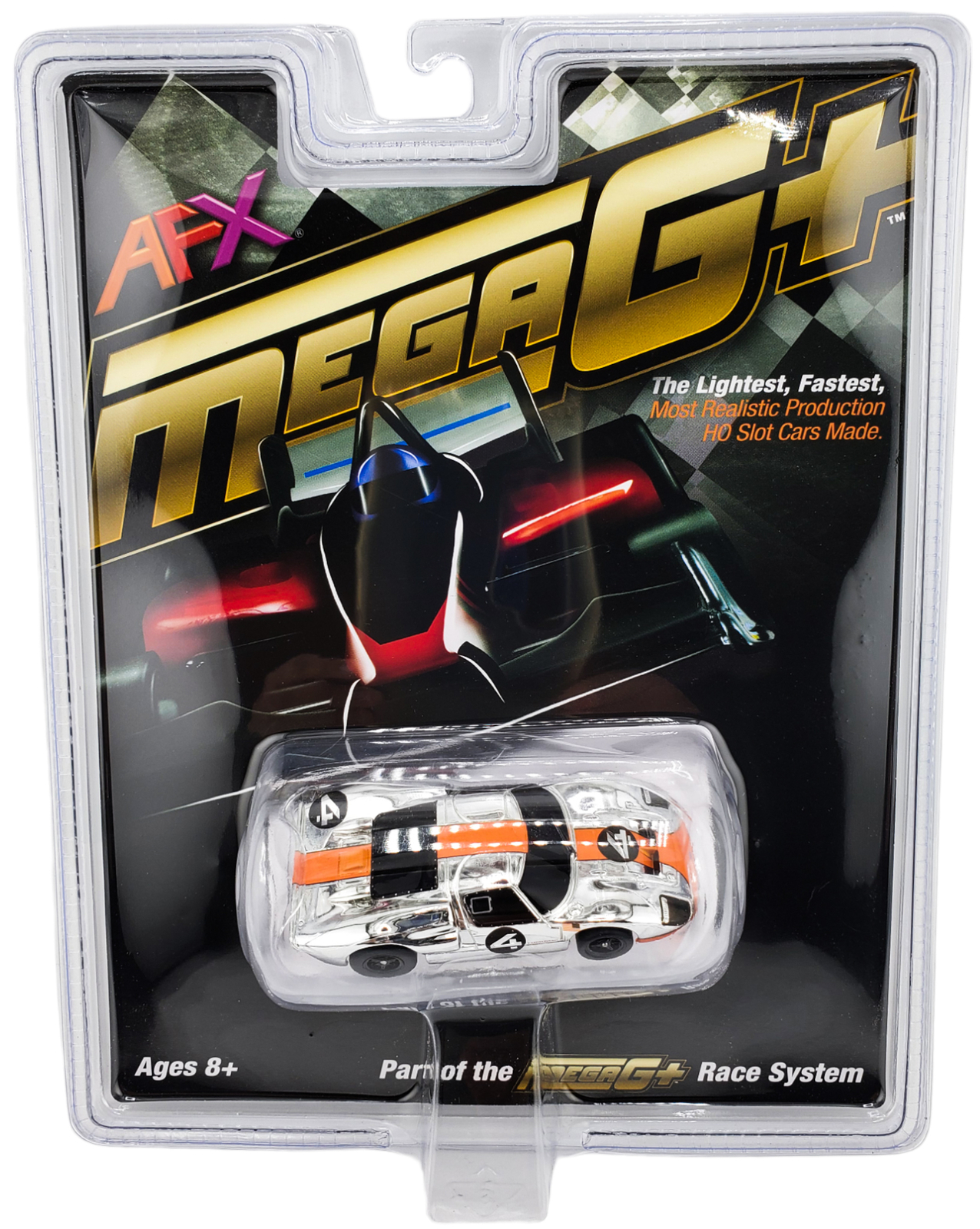 AFX Ford GT40 MKII #4 Mirror Chrome / Orange Mega G+ HO Slot Car ...