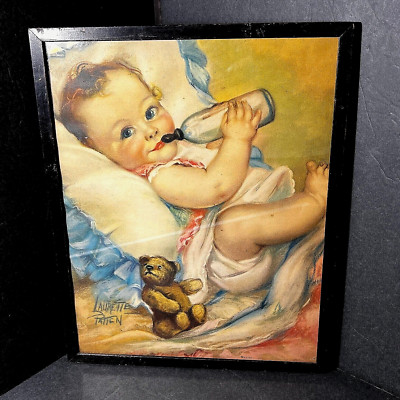 1934 Laurette Patten "Mother's Darling" Litho Print Framed 14.75" x 11. ...
