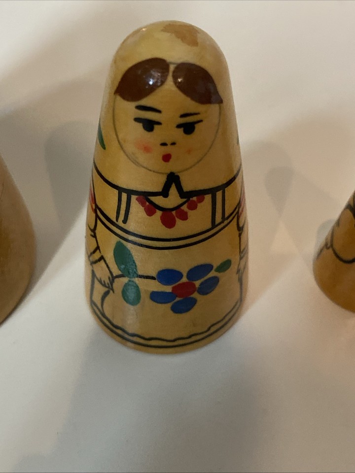 Vintage RARE Matryoshka Russian Nesting Dolls Set of 3 Hand Painted ...