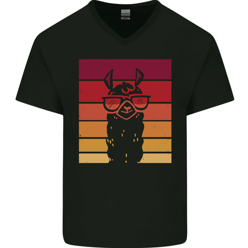 Un Lama Portant Des Lunettes T-Shirt En Coton Col En V Pour Hommes | eBay