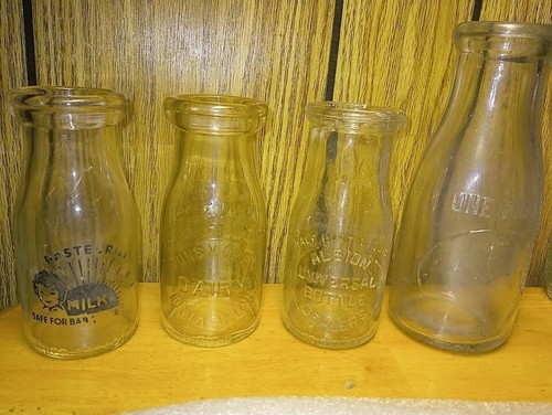 vintage milk bottles 3 half pints 1 full pint | eBay
