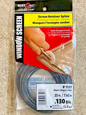 Window Screen Retainer Spline Cord, Repair Damaged Screens, Black, 25 ...