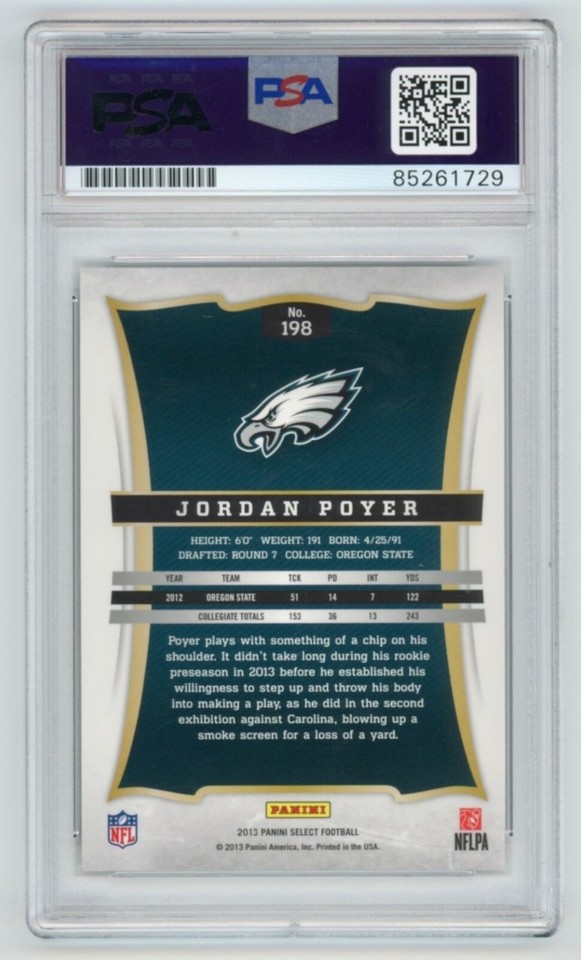 JORDAN POYER Dolphins Eagles Bills Signed Panini Select ROOKIE Card 198 ...