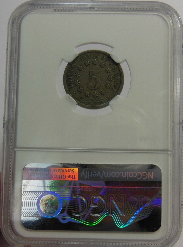 1868 SHIELD NICKEL, RARE STEP-TAIL, NGC XF40, DIE BREAK AT DATE, FS-05 ...
