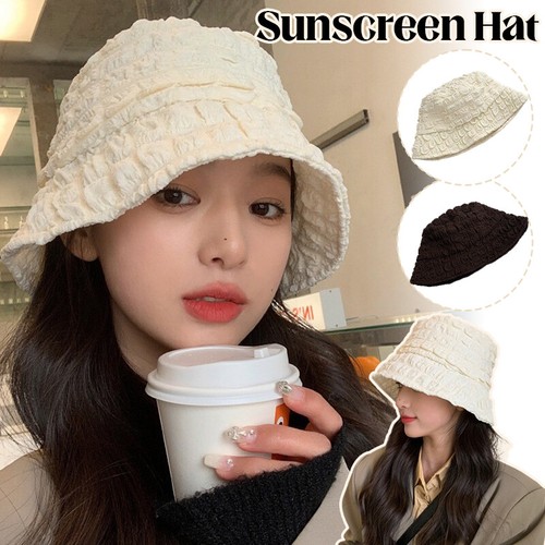Women Fashion Bucket Hat Pleated Bubble Sunscreen Hats Summer Casual Outdoor Cap | eBay