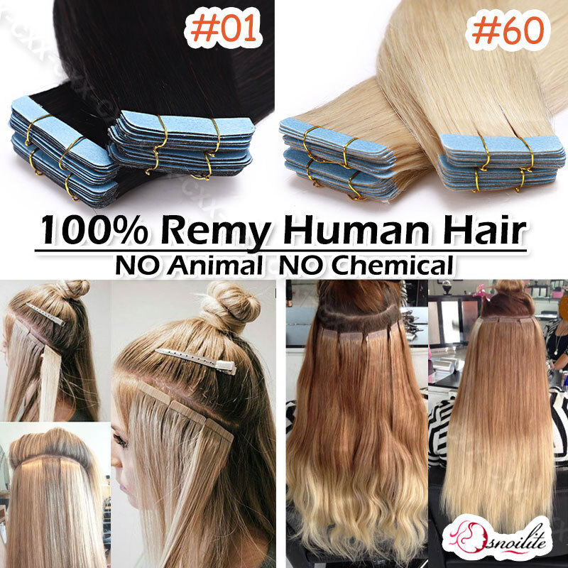 Champagne Blond Russian Tape In Human Hair Extensions Real Remy Skin ...