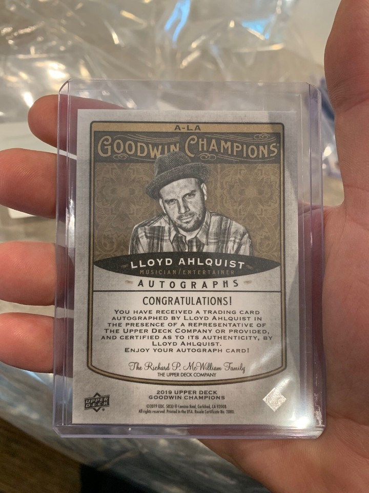 LLOYD AHLQUIST 2019 GOODWIN CHAMPIONS INSCRIBED EPIC LLOYD AUTOGRAPH 63 ...