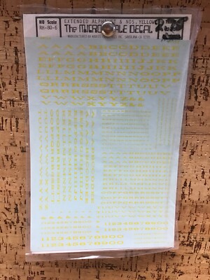 MICROSCALE DECAL HO SCALE 87-80-6: Extended Alphabet & Numbers- Yellow ...