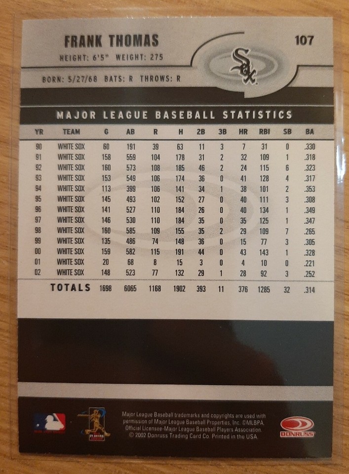 2003 DONRUSS FRANK THOMAS #107 CHICAGO WHITE SOX | eBay