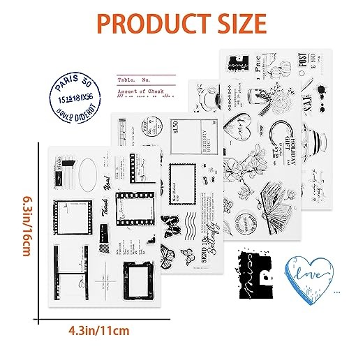4 Themes 60Pcs Rubber Clear Stamps, Transparent Silicone Stamps Seal ...