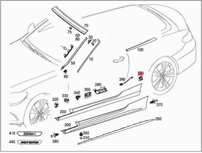 Genuine MERCEDES A205 C205 C-CLASS Convertible A205 Mounting clip ...