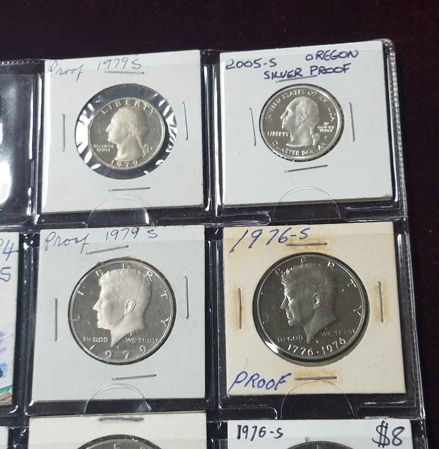 Estate US Coin Lot | Page of Coins | 20 coins | Proof 10c, 25c, 50c, $1 ...