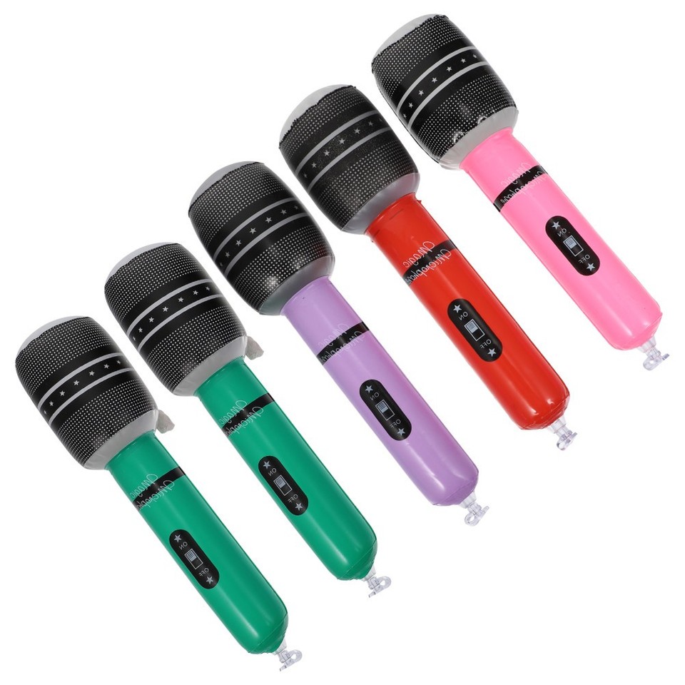 5 Pcs Inflatable Photo Booth Props Kids Microphone Handheld Boy ...