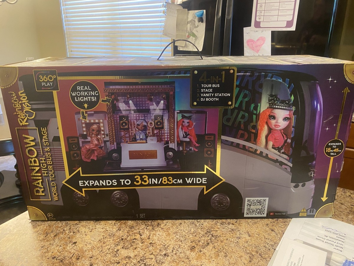 Rainbow High Rainbow Vision World Tour Bus & Stage. 4-in-1 Light-Up...