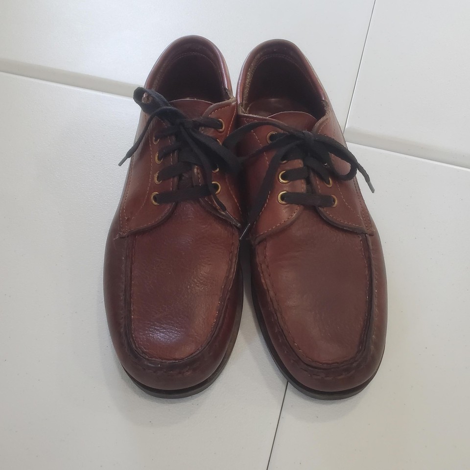 Orvis Shoes Mens 10.5 E Brown Leather Moc Toe Vibram Sole Oxford Lace ...