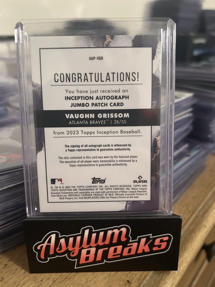 2023 Topps Inception Vaughn Grissom RC Rookie 3 Color Patch Auto #/99 ...