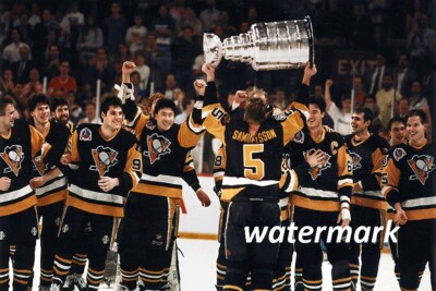 NHL 1990 - 91 Pittsburgh Penguins Samuelsson Lemieux with Cup 8 X 12 ...