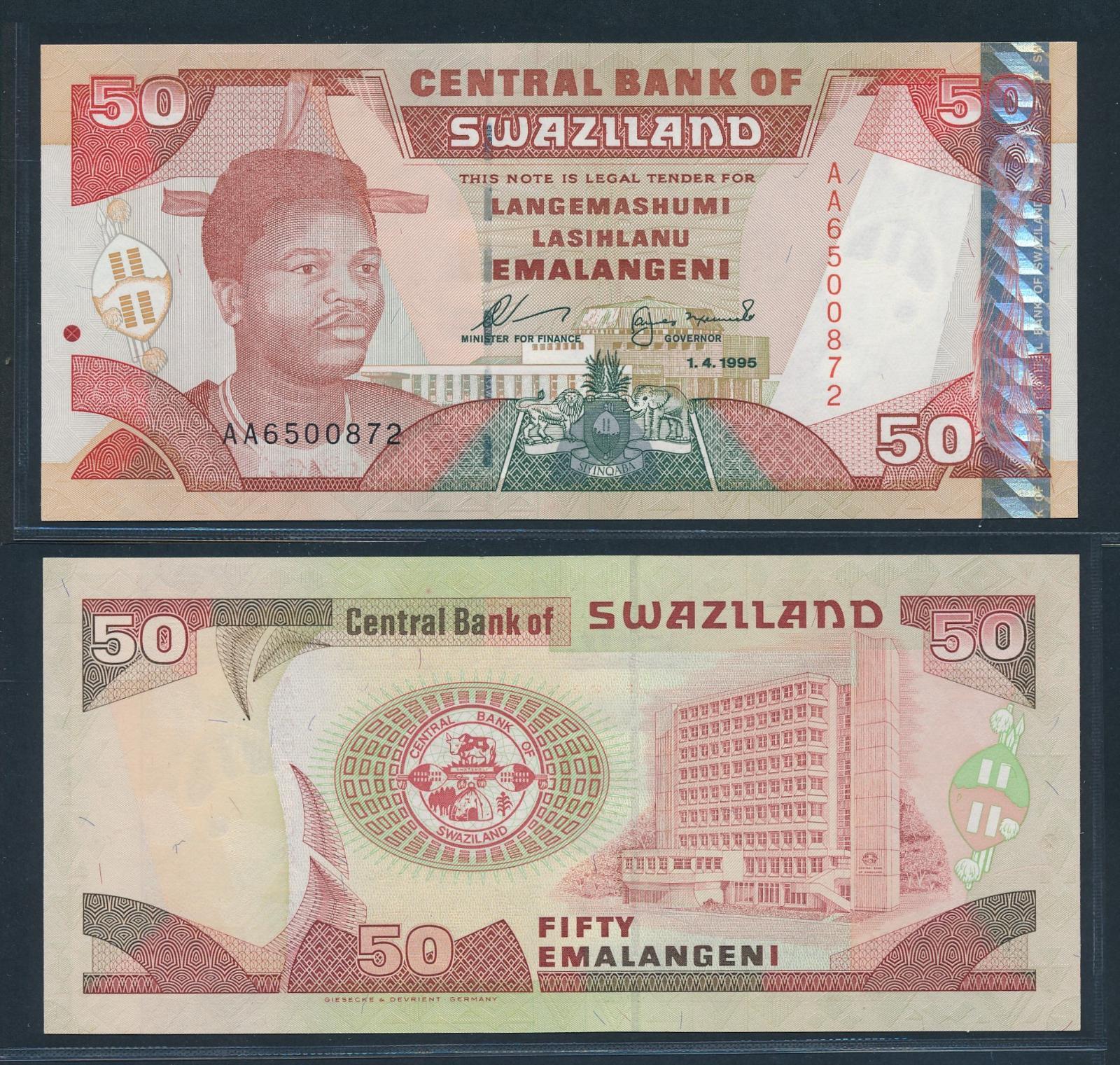 [76956] Swaziland 1995 50 Emalangeni Bank Note UNC P26a | eBay