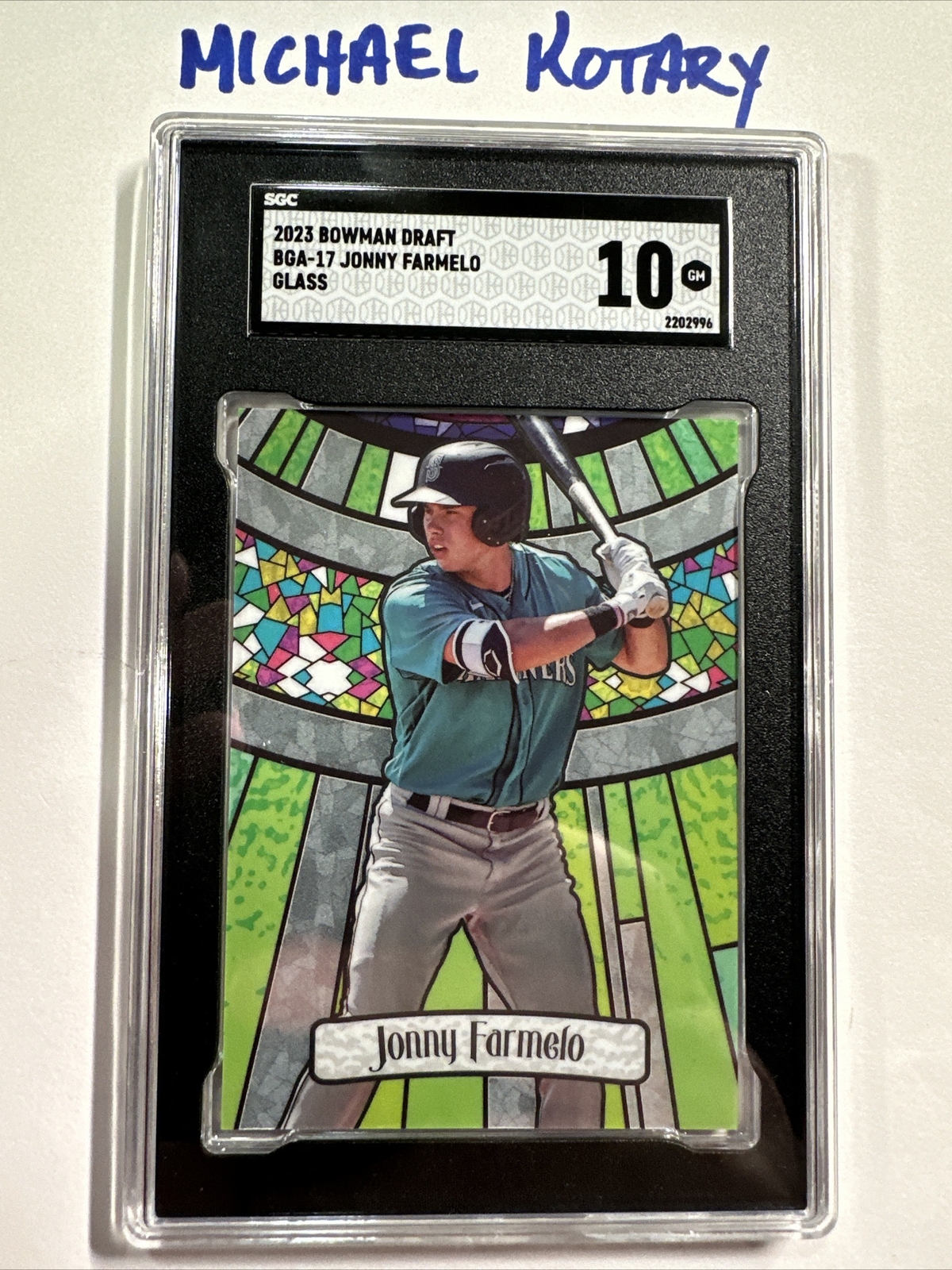 JONNY FARMELO 2023 BOWMAN CHROME DRAFT GLASS SGC 10 Mariners Bga-17 | eBay