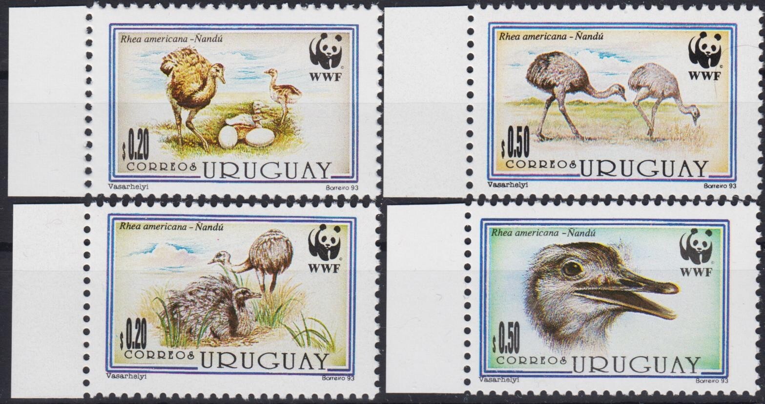 Uruguay 1993 WWF Greater Rhea/Ostrich/Emu Birds Wildlife Conservation ...