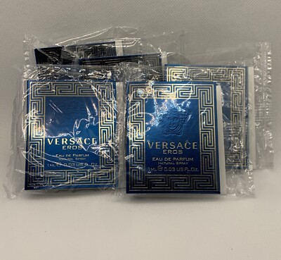 5 x Versace EROS Eau de Parfum Natural Spray 1ml/0.03oz Each Mini Size ...