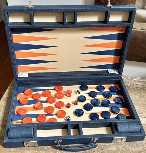 Complete Bakelite Backgammon Set Transparent Marbled Red Swirl & Blue. New | eBay