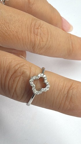 OPEN CLOVER RING WHITE GOLD 14K 0.20ct DIAMONDS | eBay