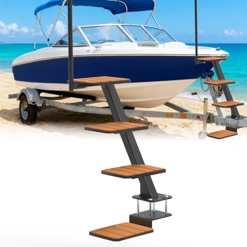 Heavy-Duty Boat Trailer Steps with Non-Slip Step & Safety Handrail ...