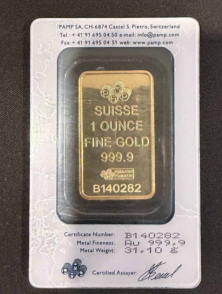 1 oz Gold PAMP Suisse Lady Fortuna Veriscan® Bar with Assay .9999 Fine ...
