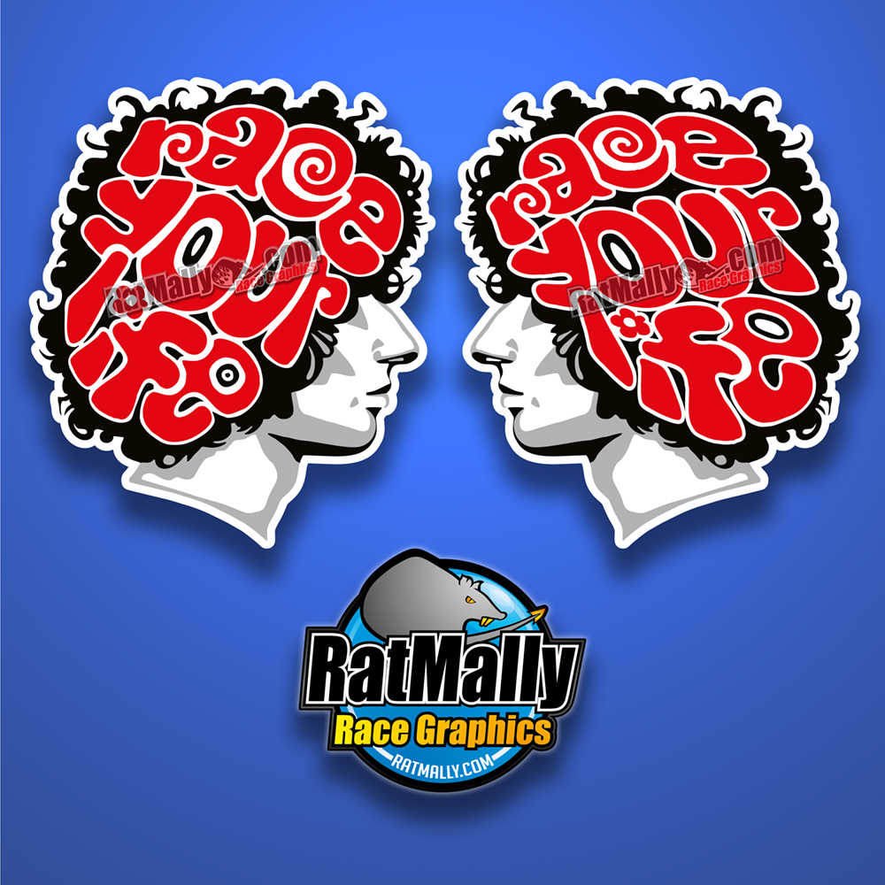 MARCO SIMONCELLI RACE YOUR LIFE STICKERS - 2x 200mm - MOTOGP *RATMALLY ...