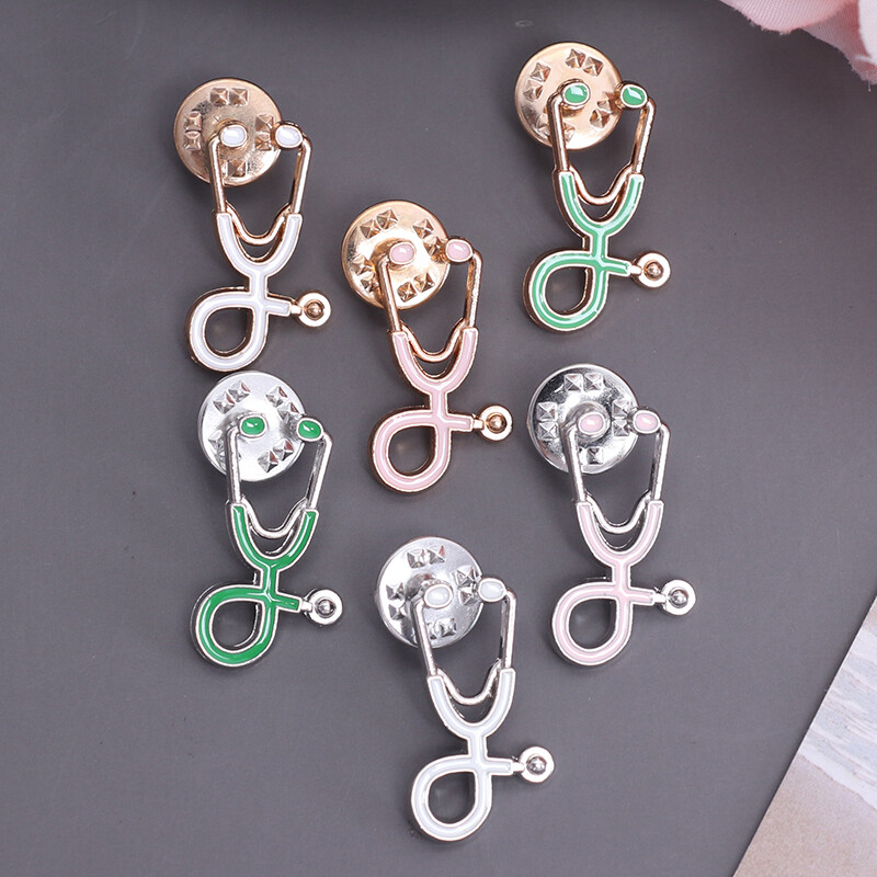 1pcs Stethoscope Brooch Pin Doctor Nurse Collar Lapel Button Badge