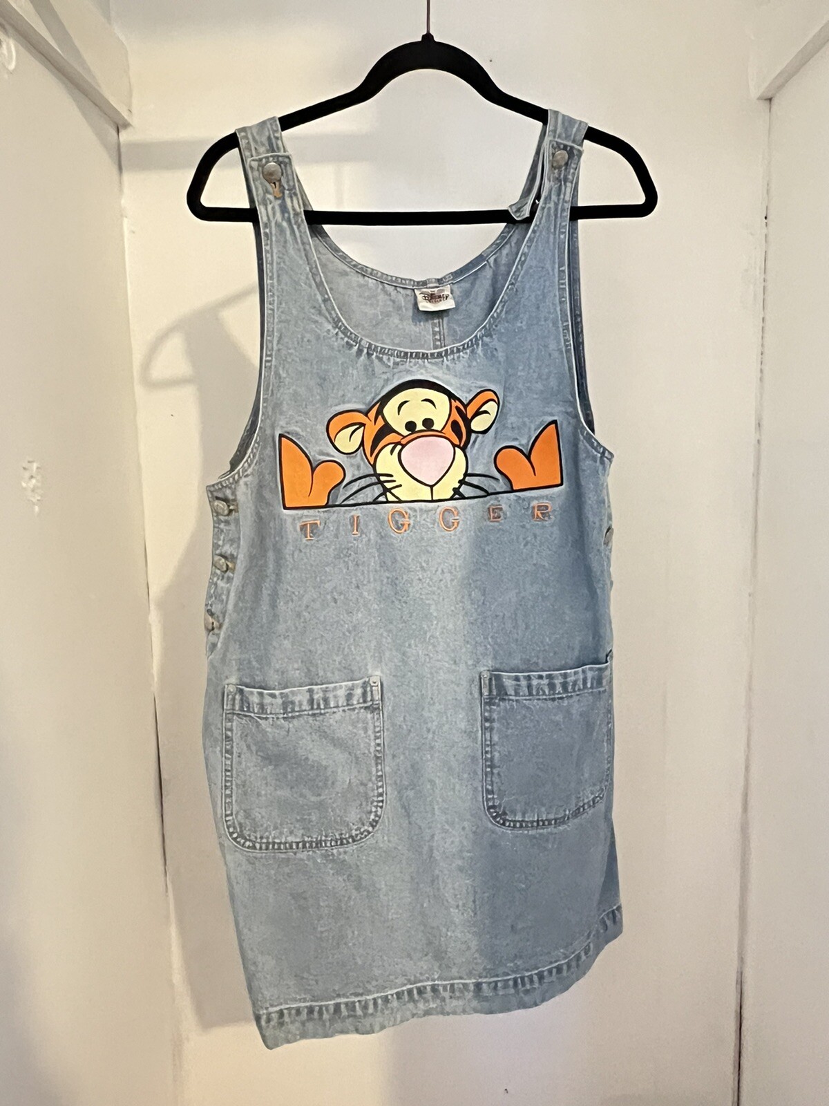 Vtg 90s Disney Tigger Denim Jumper Dress [ size SMALL] - Gem