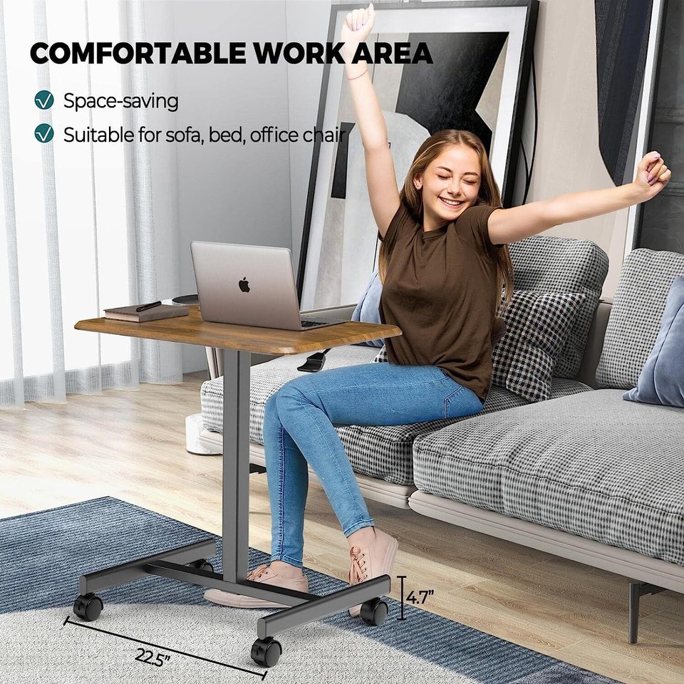 Mobile Small Standing Portable Rolling Laptop Sit Stand Desk with ...