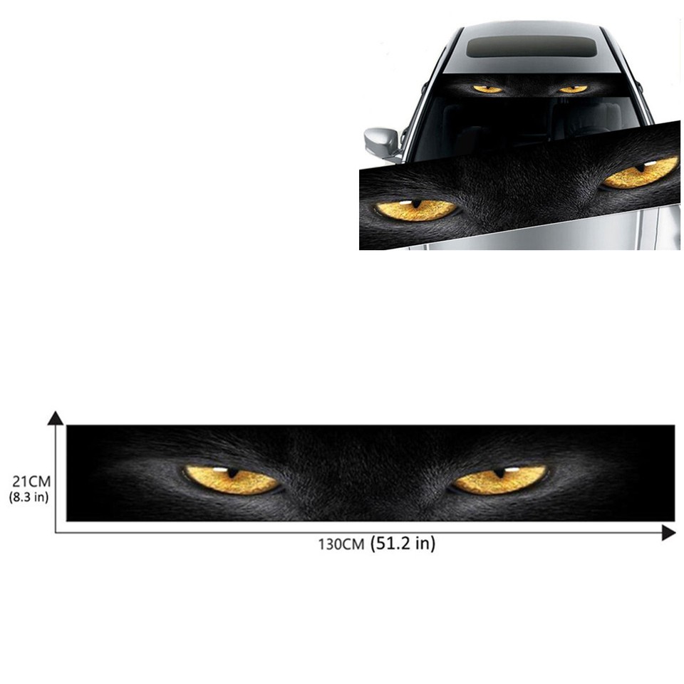Car Sun Visor Strip Windshield Sticker Yellow Eye Leopard 3D Banner ...