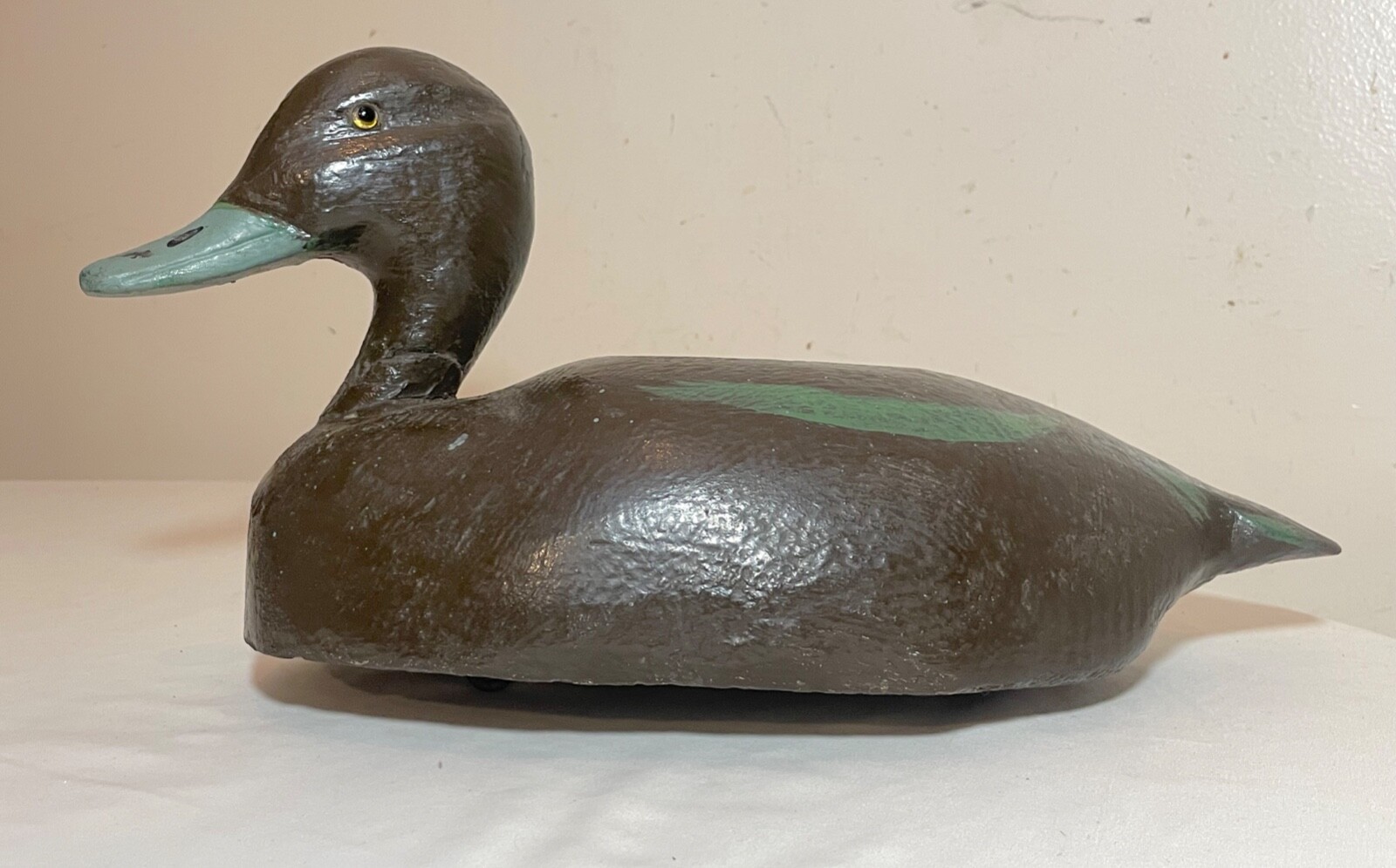 antique hand carved wood flat bottom Folk Art bluebill duck decoy ...