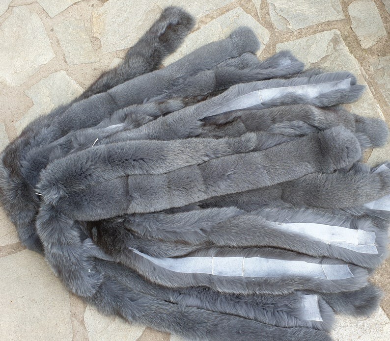 Real fox strips,gray fox fur trims,fur strips,fur trims | eBay