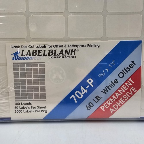 LabelBlank 704-P 15/16" x 1 1/2" Adhesive Label Sheets Blank Die-Cut ...