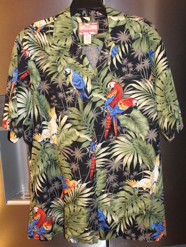 RJC Men's Short Sleeve Floral PARROT Hawaiian Camp Shirt Size XL Made ...