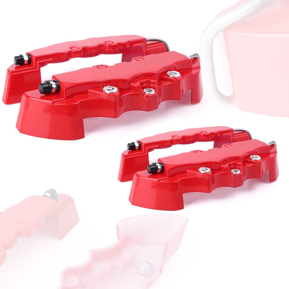 4PCS Red Disc Brake 3D Car Caliper Cover Front Rear Red Set Kit Fit 16 ...