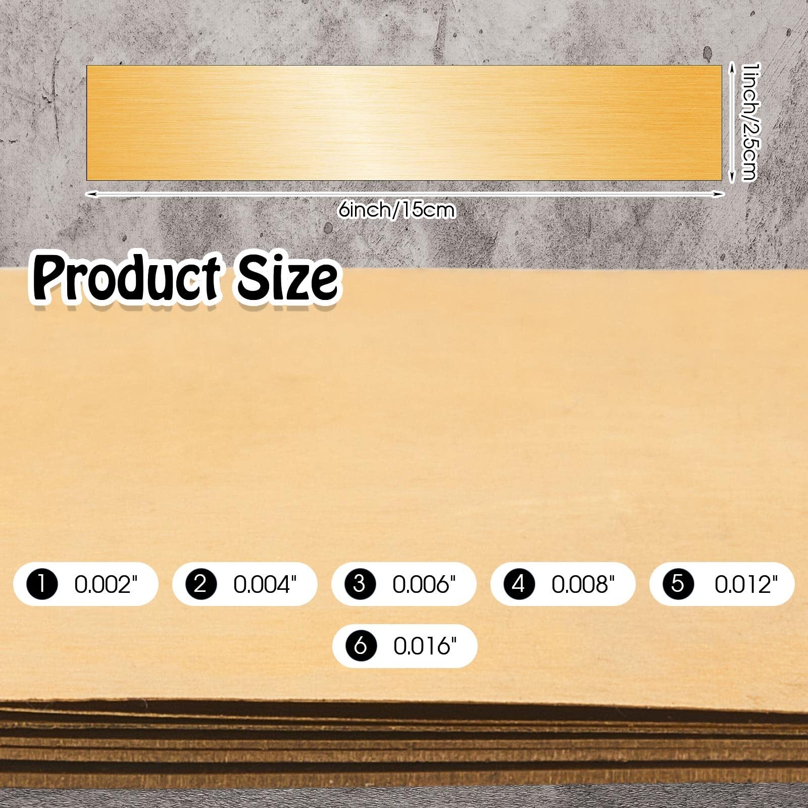 12 Pack Brass Strip Shim Stock Assortment Metal Shims Brass Sheet, 1" W ...