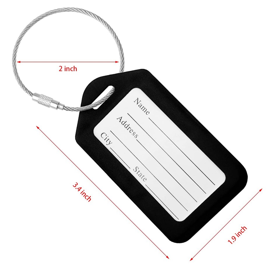 10X Black Luggage Tags for Suitcases Travel Bag Tag Suitcase Baggage ...