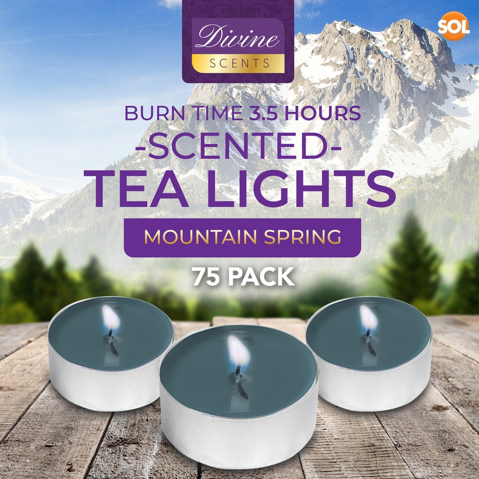 75pk Scented Tea Lights Candles | Various Perfumes 4 Hour Burn Night T ...