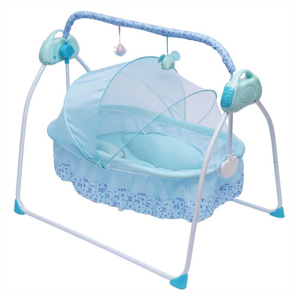 Portable Electric Bluetooth Baby Swing Cradle Bassinet Rocking Crib ...