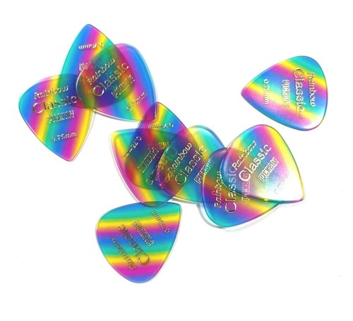 Pickboy Guitar Picks 10 Pack Celluloid Rainbow Colored .75mm Medium ...